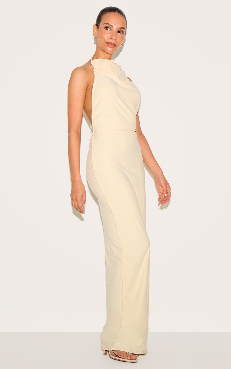 Petite Butter Cream Backless Halterneck Maxi Dress | Petite ...