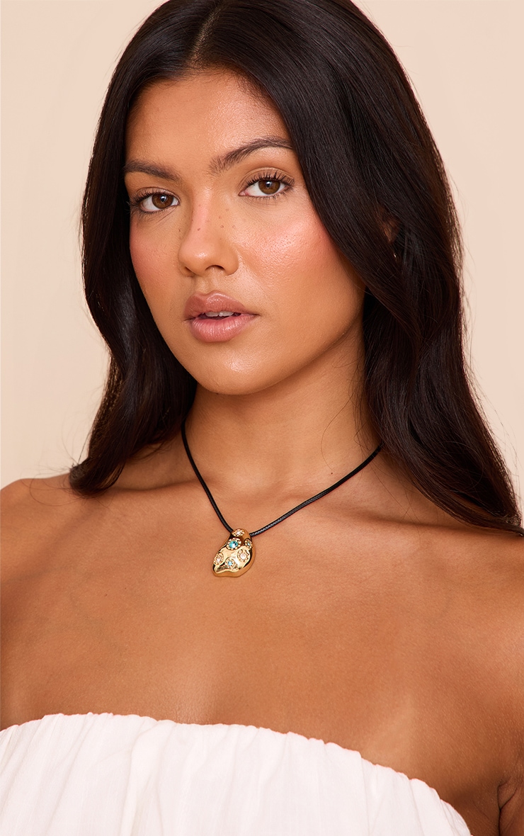 Gold Plated Turquoise Stone Abstract Necklace | Accessories | PLT