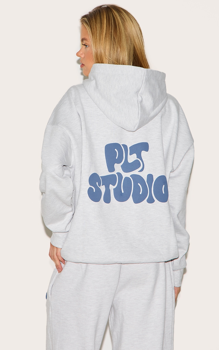 PLT Ash Grey Premium Studio Print Oversized Hoodie | Sweat ...