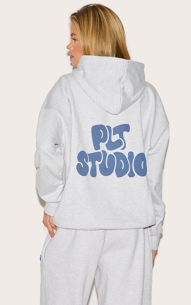 PLT Ash Grey Premium Studio Print Oversized Hoodie | Sweat ...