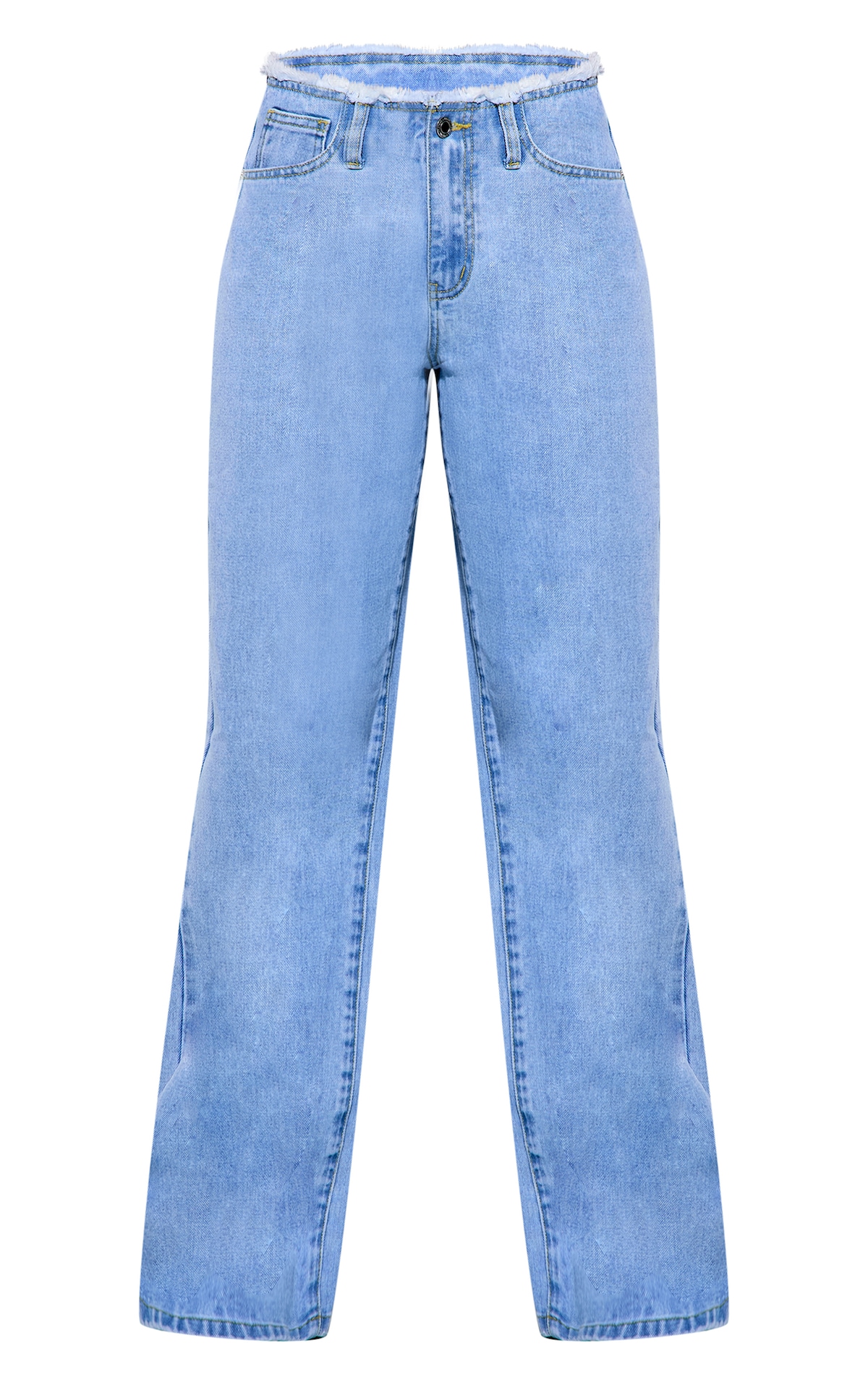 Light Blue Wash Fray Waistband Low Waist Jean | Denim ...