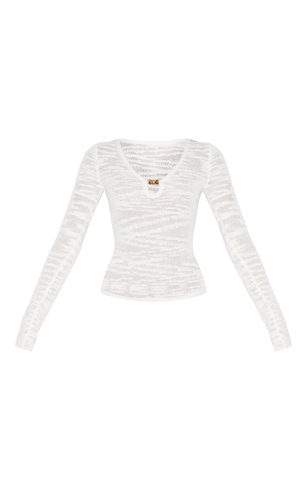 Ecru Bobble Crochet Beaded Keyhole Cut Out Top | Knitwear ...