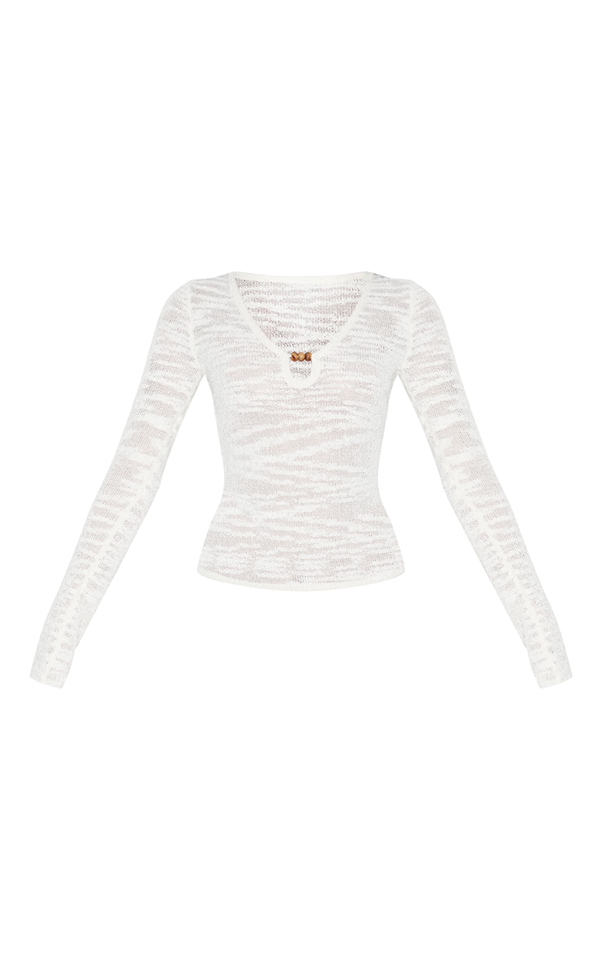 Ecru Bobble Crochet Beaded Keyhole Cut Out Top | Knitwear ...