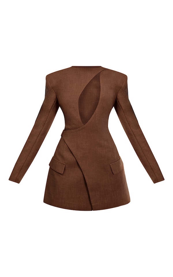 PLT Label Mocha Tailored Asymmetrical Cut Out Blazer Dress | Dresses | PLT
