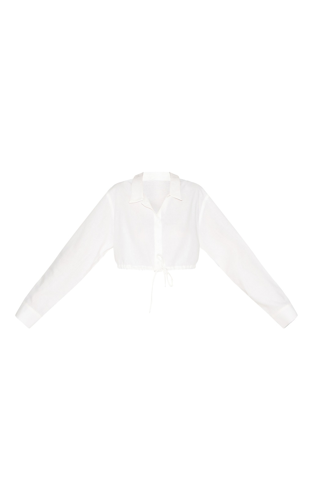 White Drawstring Cropped Shirt | Co-ords | PLT USA