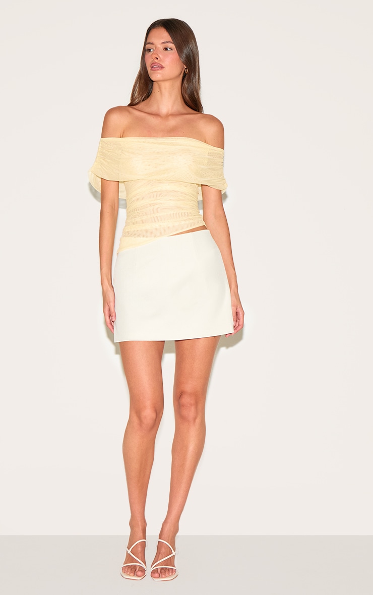 Lemon Mesh Foldover Ruched Bandeau Top | Tops | PLT USA