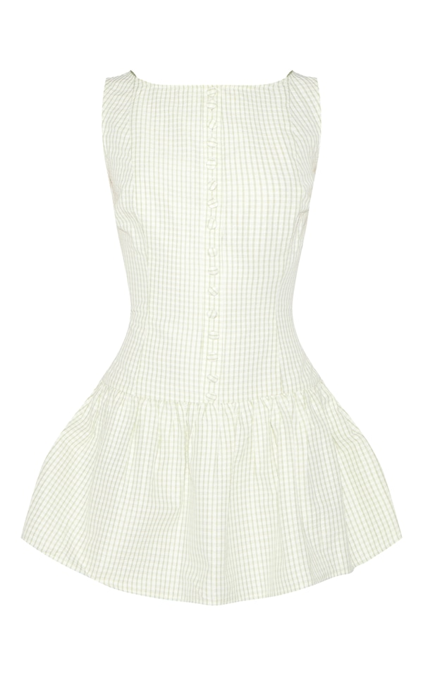 Sage Green Check Scoop Back Down Shift Dress | Dresses | PLT