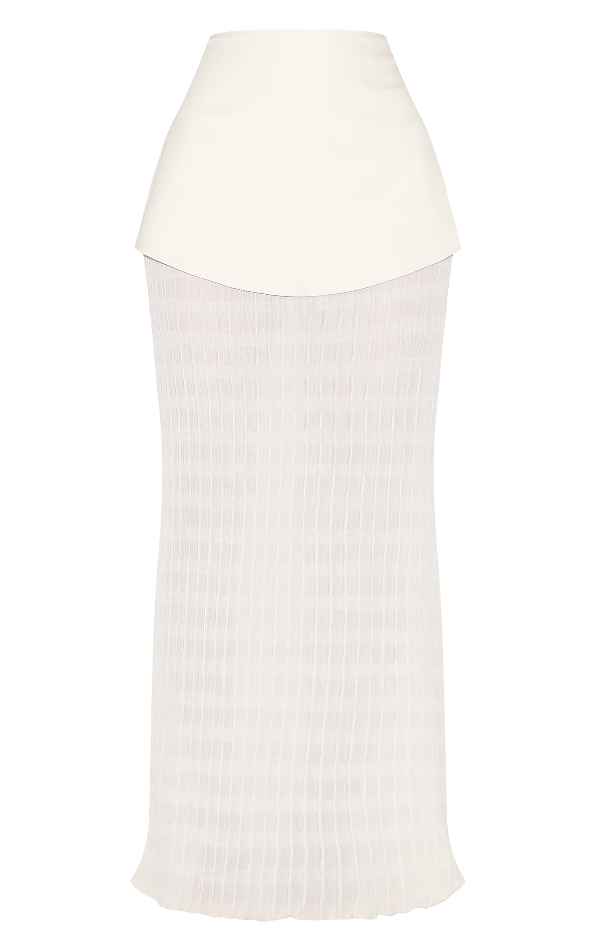Cream Overlay Detail Textured Woven Maxi Skirt | Bottoms | PLT
