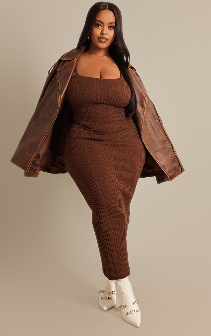 Brown dresses plus size | PrettyLittleThing USA