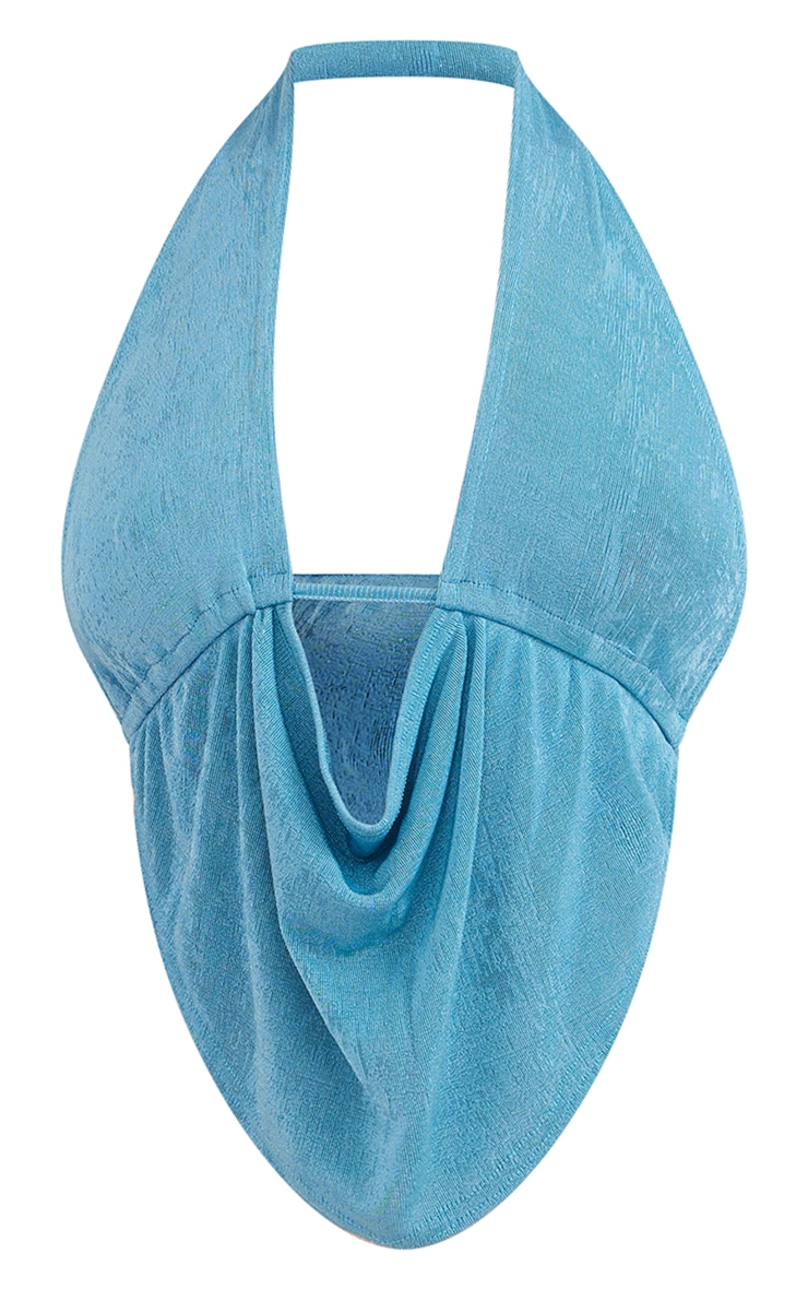 Blue Acetate Slinky Sleeveless Drape Top | PrettyLittleThing USA