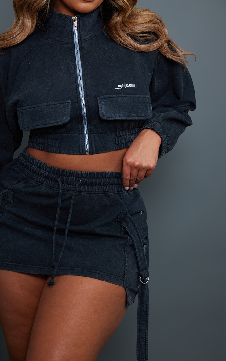 Shape Mini jupe sweat noir javélisé à poches cordons ajustables ...