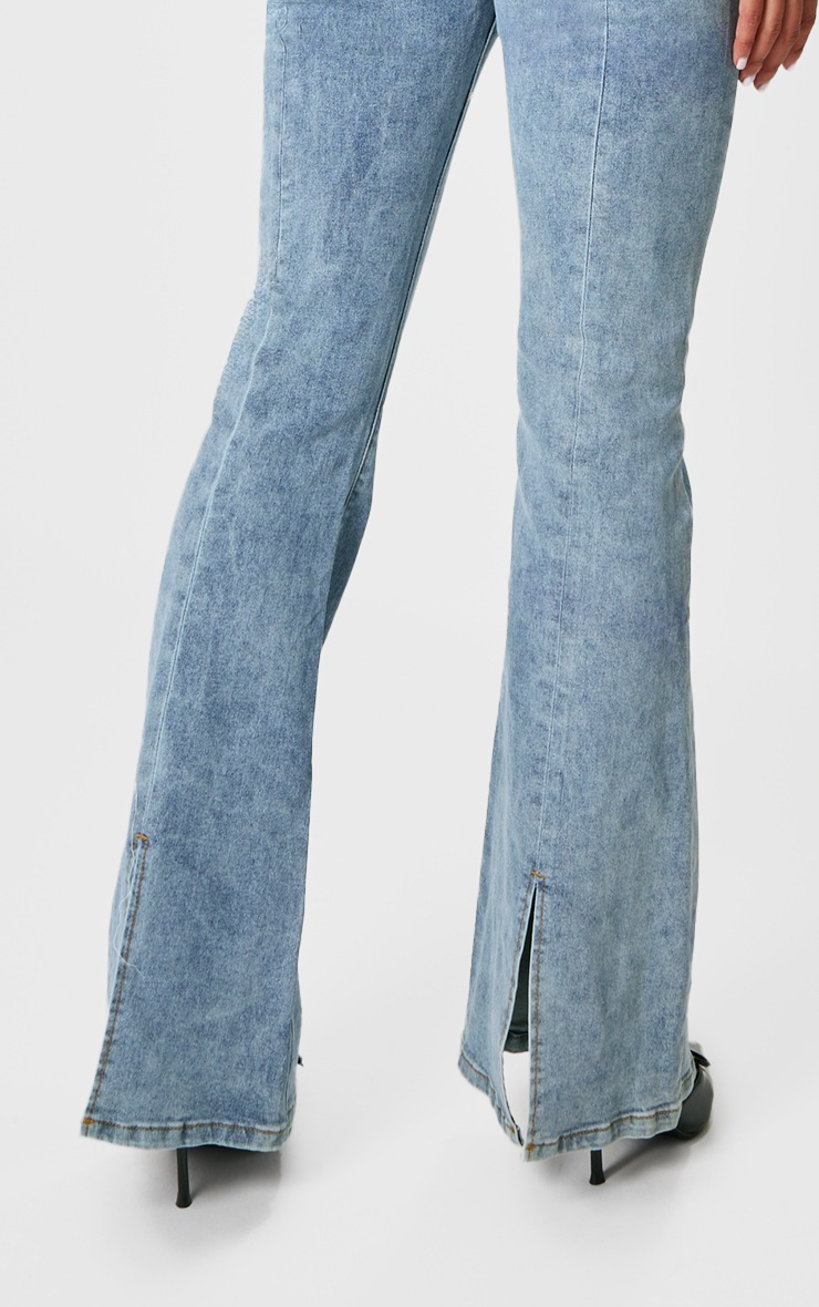 Vintage Wash Seam Back Split Hem Wide Leg Flares | Denim | PLT USA