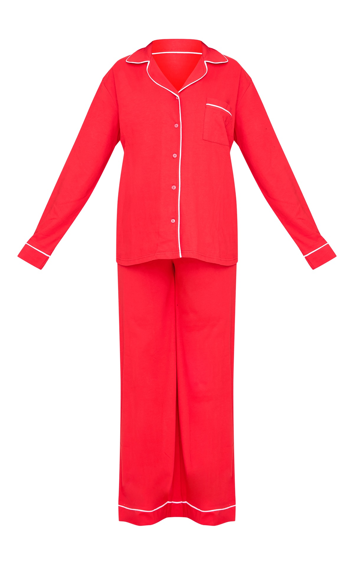 Maternity Red Jersey Piping Detail Long Pj Set | Maternity | PLT USA