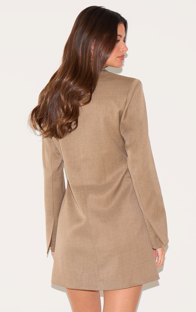 Mushroom Woven Blazer Side Tie Mini Dress | Dresses | PrettyLittleThing AUS