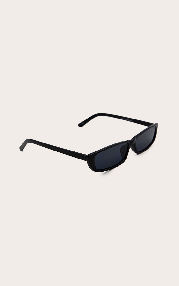 Black Slim Rectangular Lense Sunglasses | Accessories | PLT