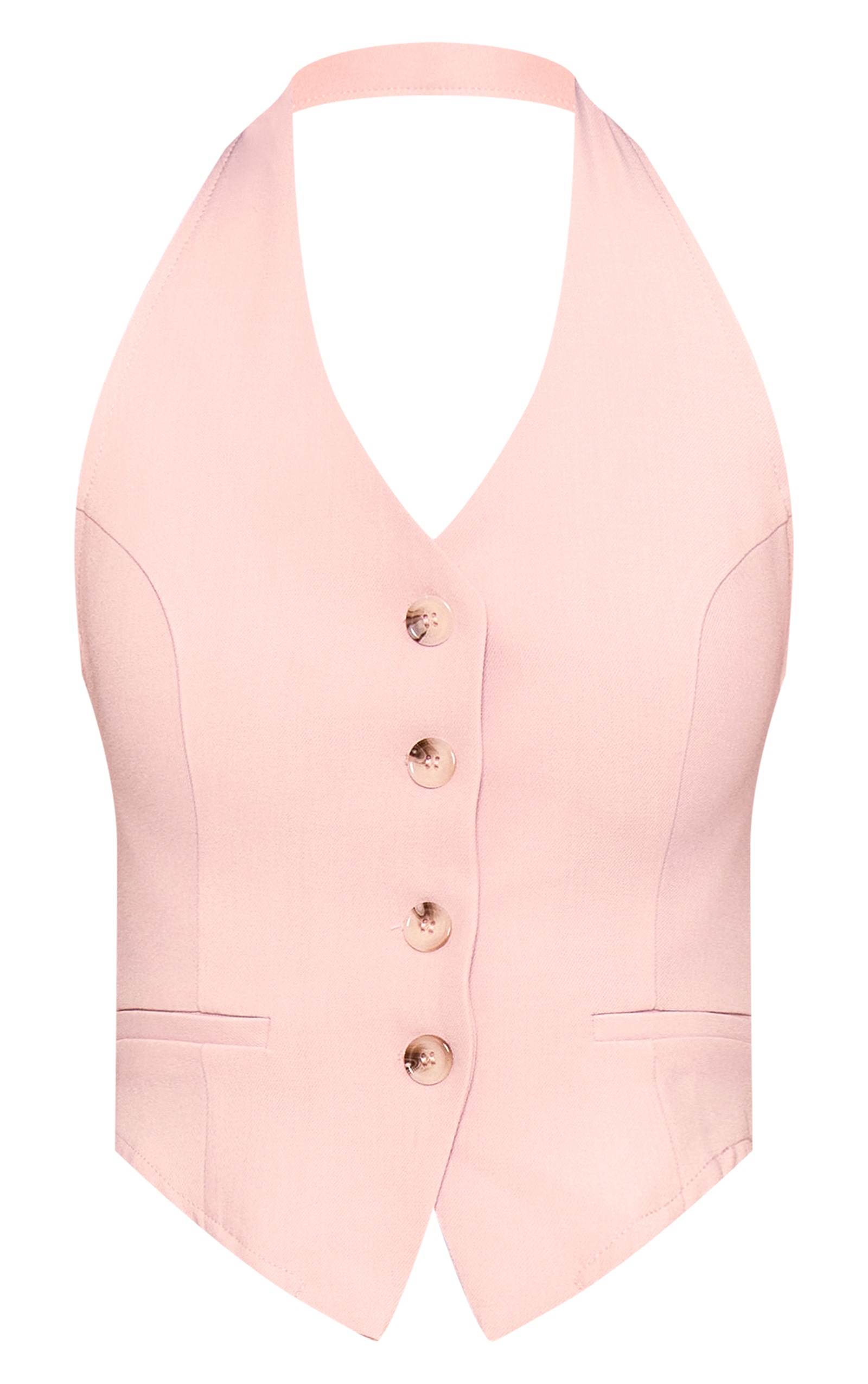 Pale Rose Tailored Backless Halterneck Waistcoat | Co-ords | PLT