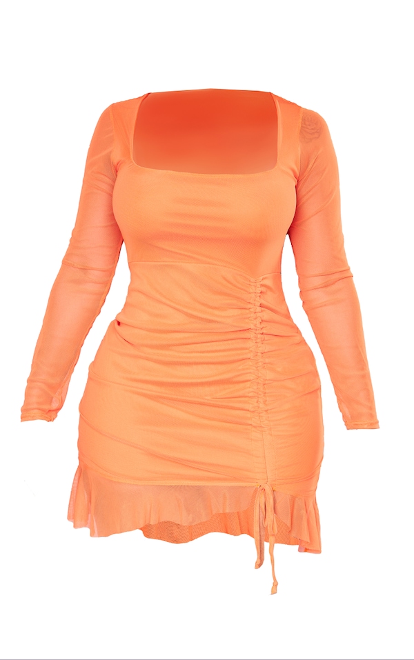 Shape Bright Orange Frill Hem Bodycon Dress | Shape | PLT
