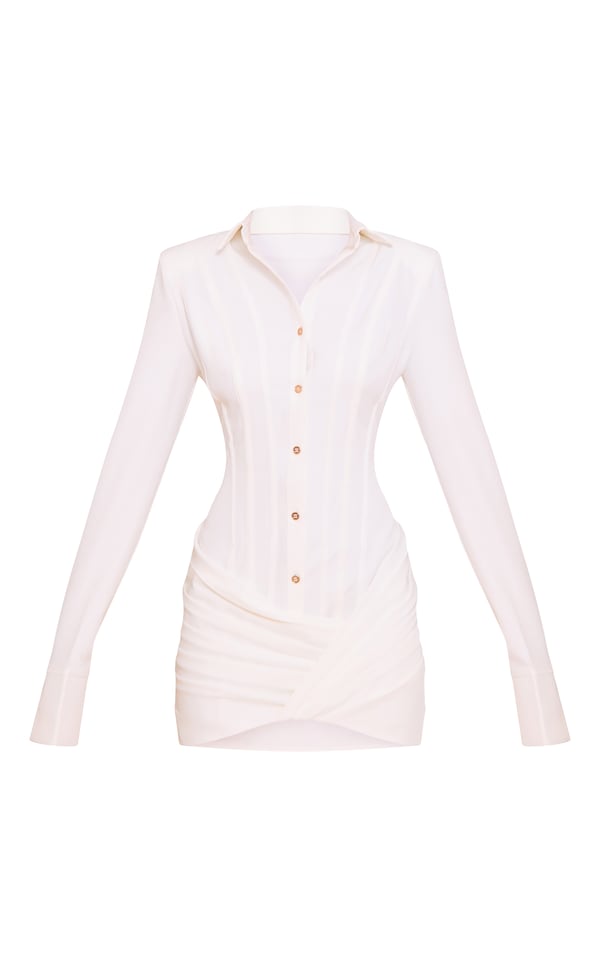 White Structured Woven Wrap Shirt Dress | Dresses | PLT USA