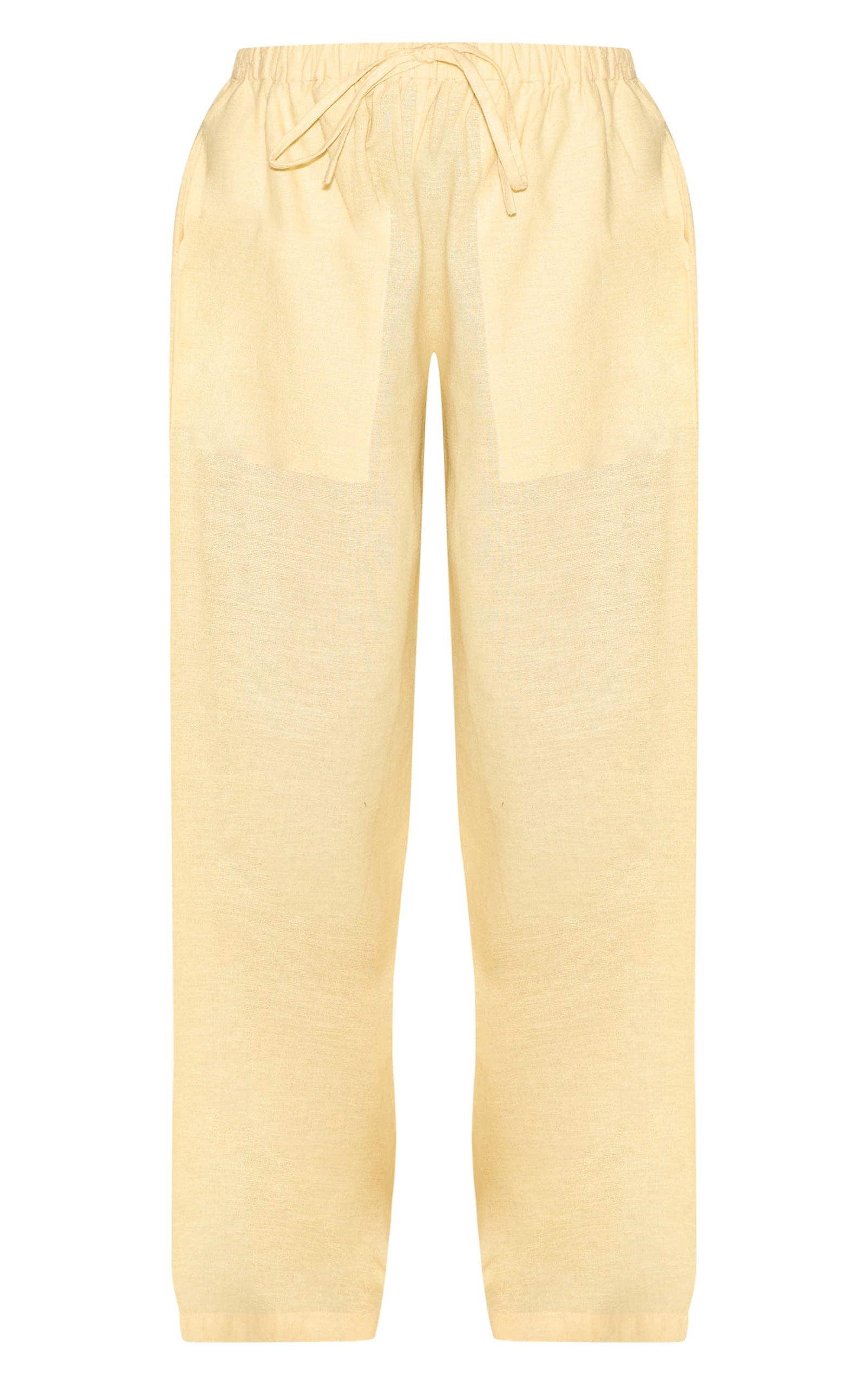 Petite Lemon Linen Drawstring Waist Pants | Petite | PrettyLittleThing USA