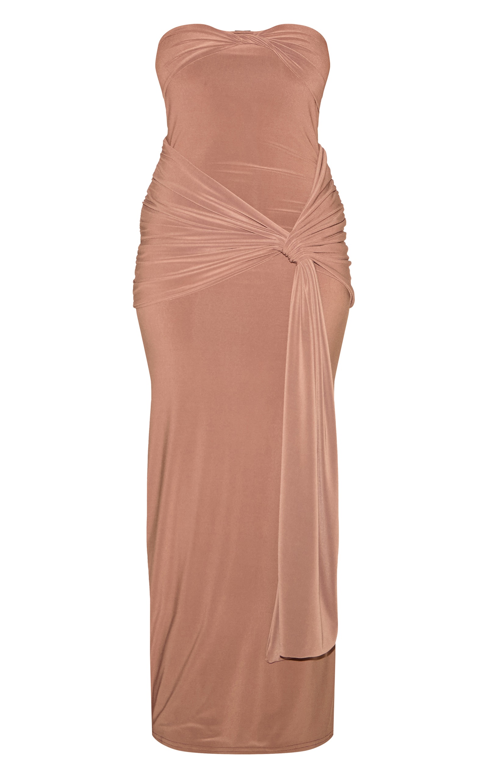 Shape Mocha Bandeau Twist Drape Waist Maxi Dress | Shape | PLT