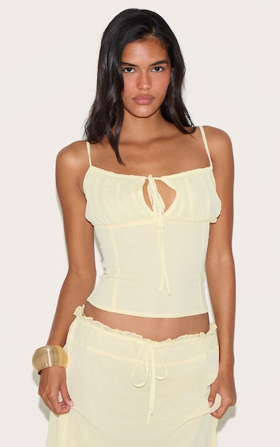 Butter Yellow Chiffon Ruched Bust Cami Top | Co-ords | PrettyLittleThing USA