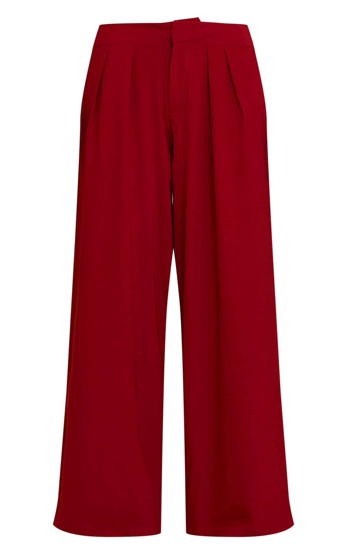 Deep Red Floaty Woven Double Pleat Wide Leg Pants | Bottoms ...