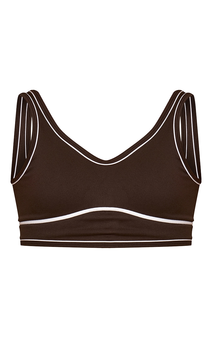 Espresso Seamless Contrast Detail Sports Bra | Athleisure | PLT IRE
