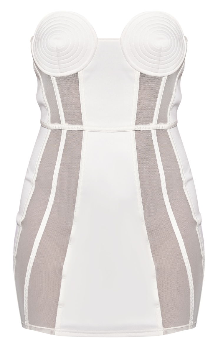 Mini robe style corset crème en mesh à parties contrastante ...