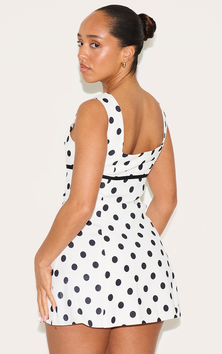 Shape White Polka Dot Under Bust Bow A-line Dress | Shape | PLT