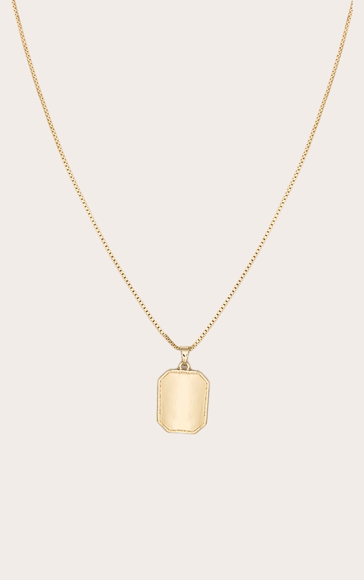 Gold Square Pendant Necklace | Accessories | PrettyLittleThing USA