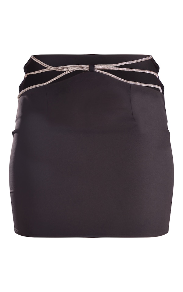 Black Woven Diamante Cut Out Mirco Mini Skirt | Bottoms | PrettyLittleThing AUS
