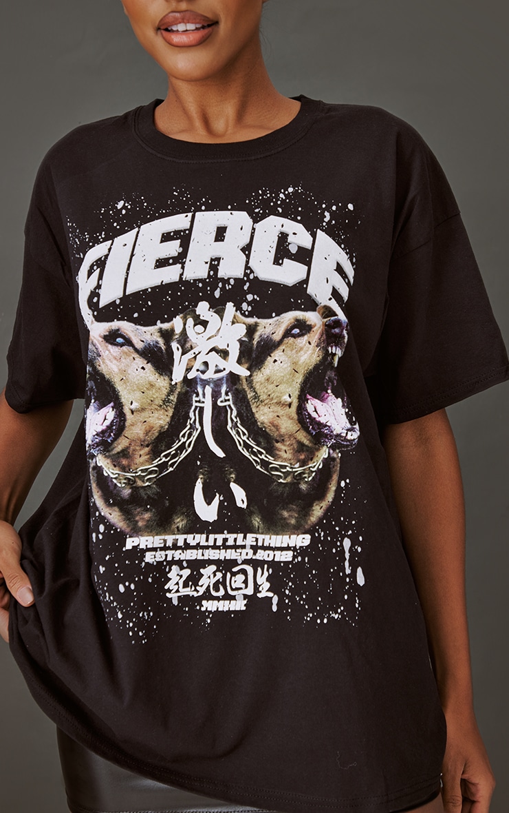 Black Fierce Print T Shirt | Tops | PrettyLittleThing