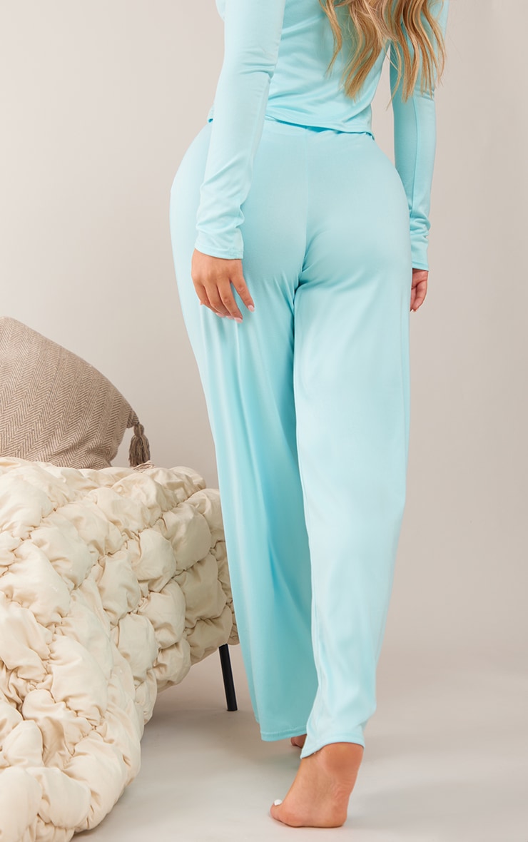 Light Blue Soft Jersey Wide Leg Pyjama Trouser | PrettyLittleThing AUS