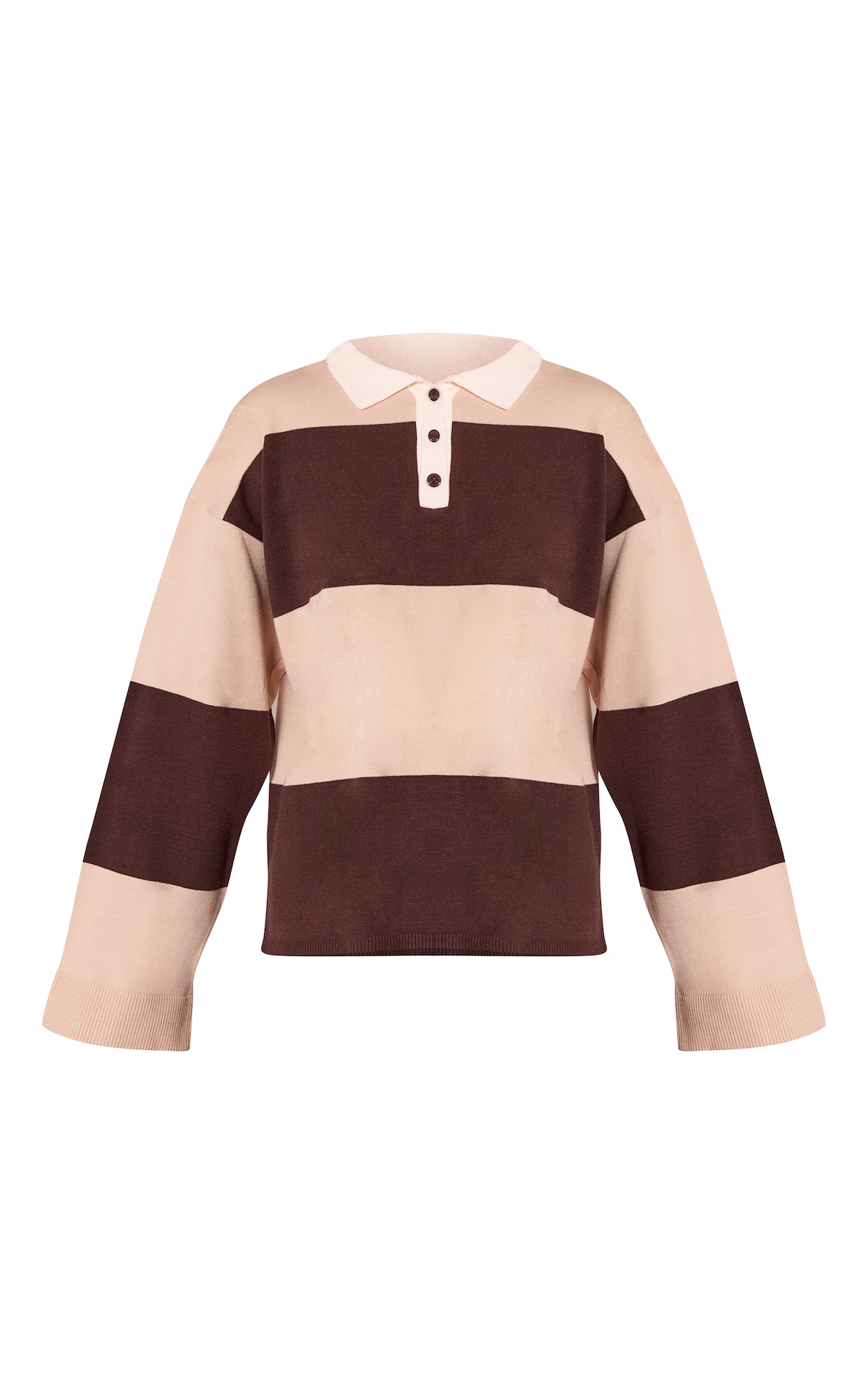 Chocolate Striped Knitted Rugby Top | Knitwear | PLT