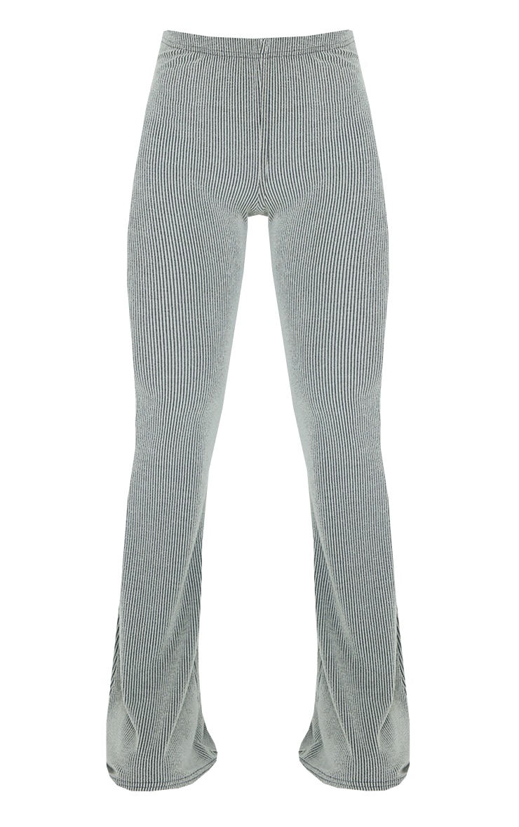 Sage Khaki Two Tone Rib High Waist Flares | Co-ords | PLT