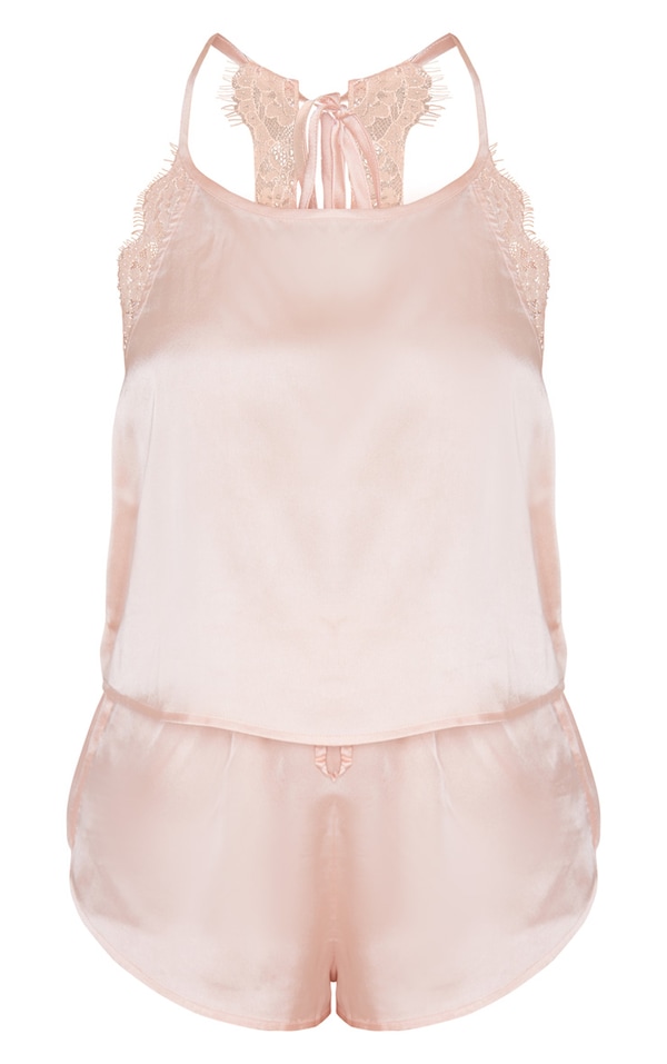 Pink Lace Back Cami Satin PJ Set | Lingerie & Nightwear ...