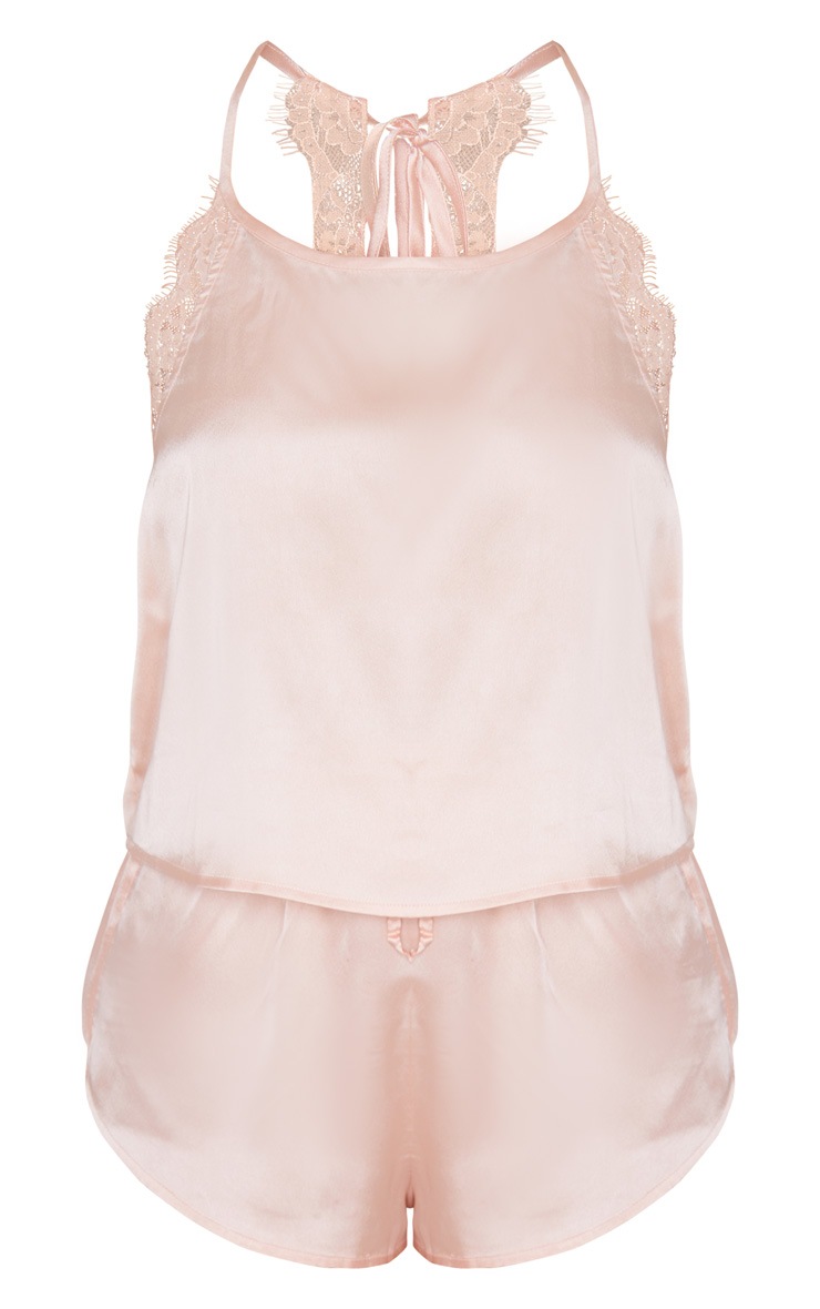 Pink Lace Back Cami Satin PJ Set | Lingerie & Nightwear | PLT