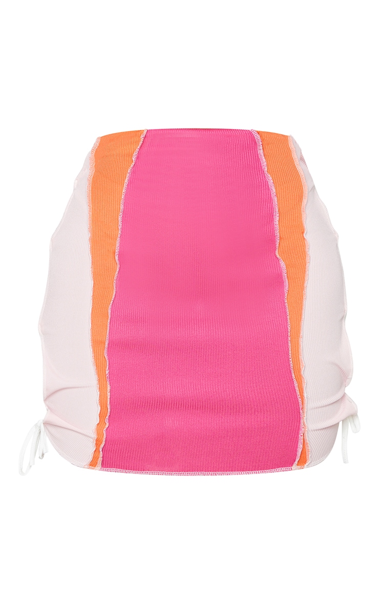 Shape Hot Pink Rib Panel Side Bodycon Skirt | PrettyLittleThing QA