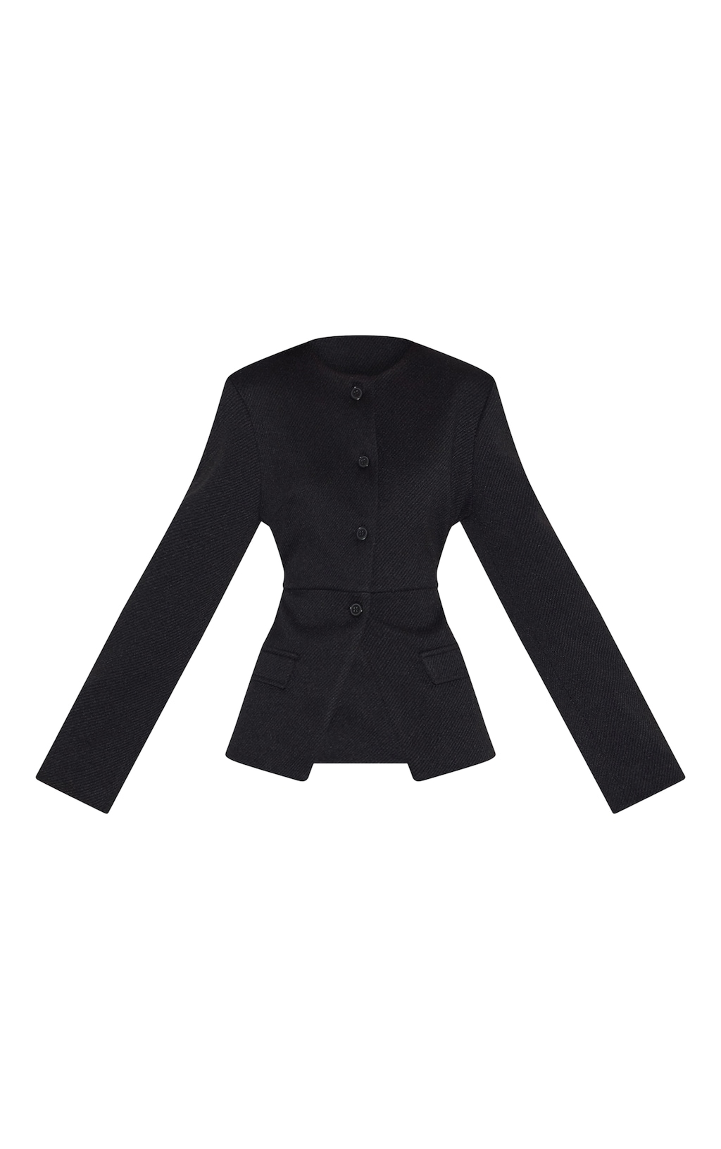 Black Button Up Longline Collarless Blazer | Outerwear ...
