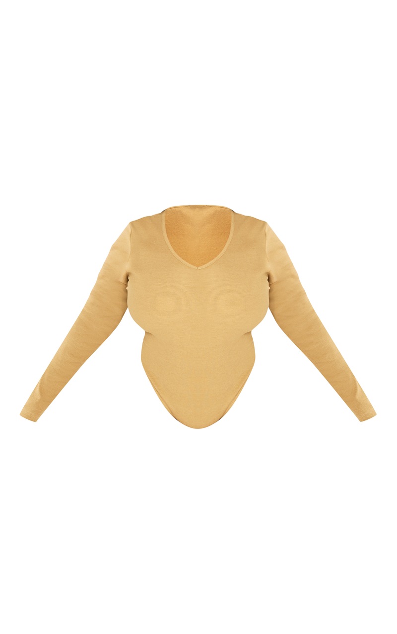 Plus Olive Green Basic Rib Long Sleeve Bodysuit | Plus Size | PLT USA