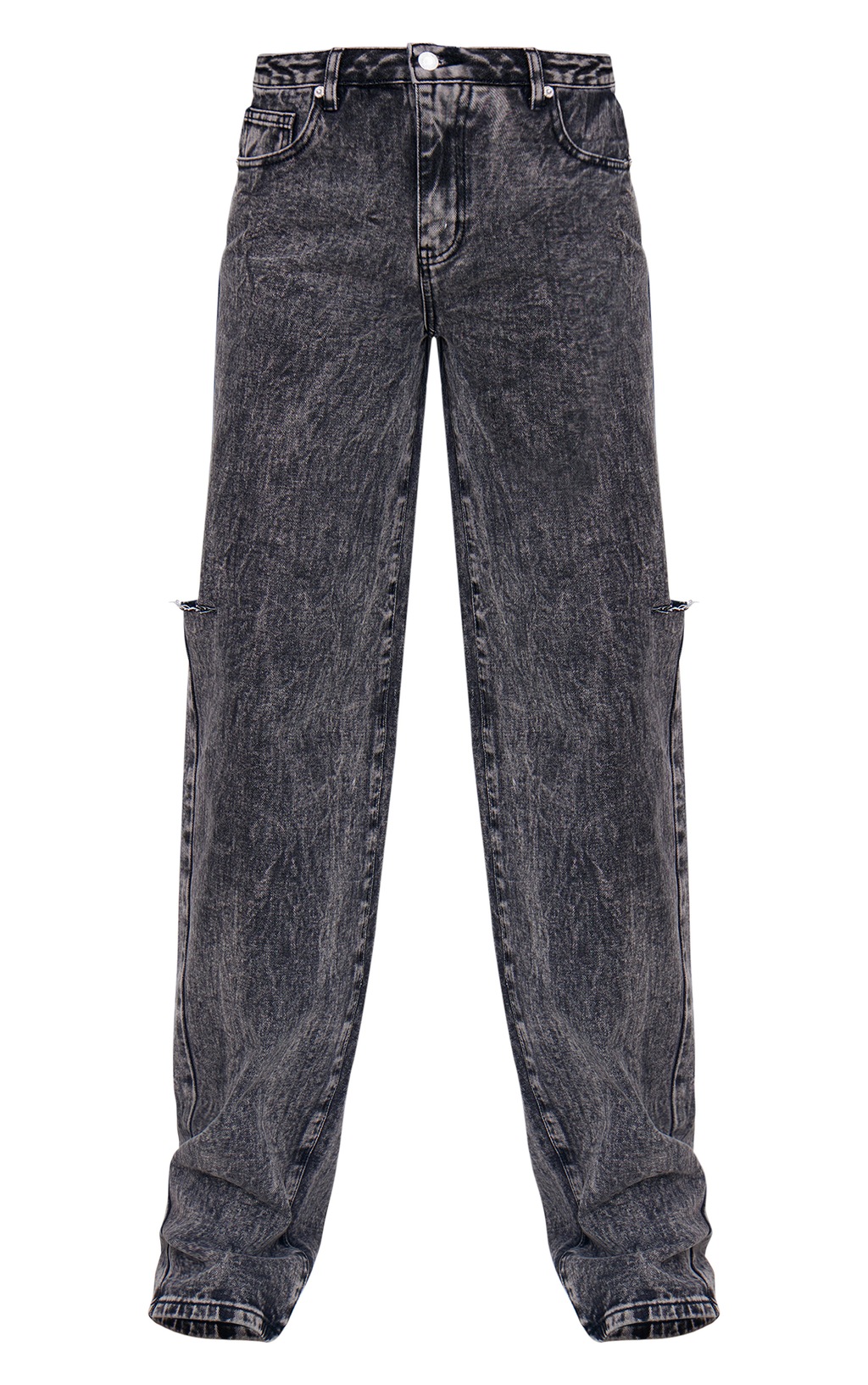 Tall Washed Grey Straight Leg Ripped Side Jeans | Tall | PLT