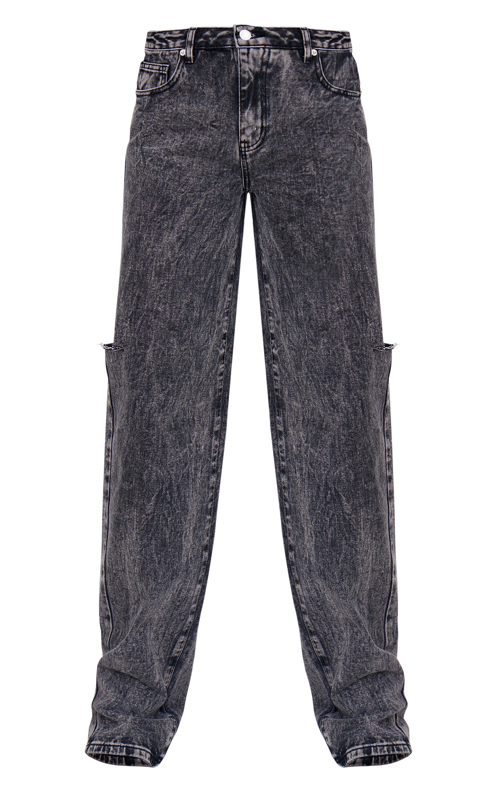 Tall Washed Grey Straight Leg Ripped Side Jeans | Tall | PLT