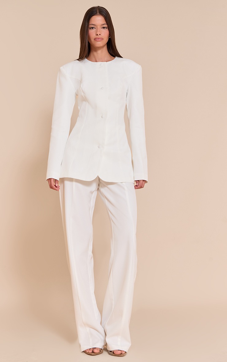 White Tailored Wide Leg Split Hem Pants | Co-ords | PrettyLittleThing AUS