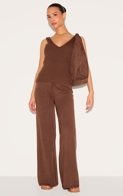 Petite Chocolate Knitted Ribbed Longline Tank Top | Petite | PLT