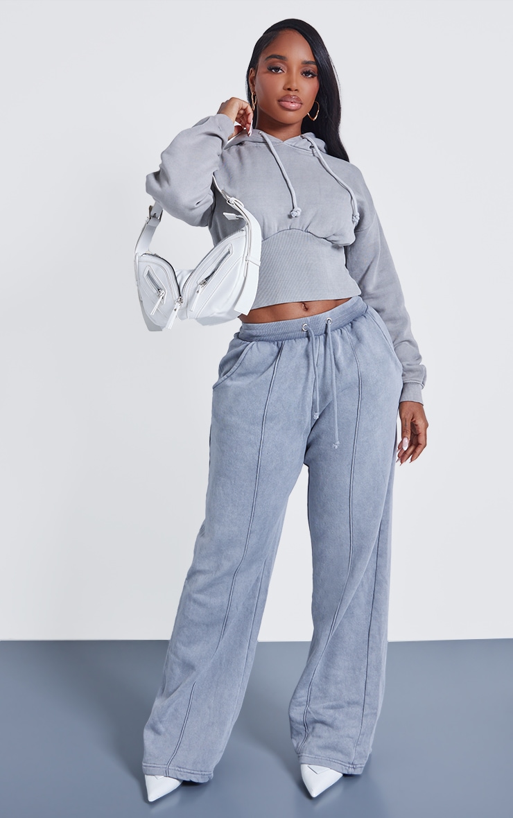 Shape Light Grey Sweat Seam Wide Leg Sweatpants | PrettyLittleThing USA