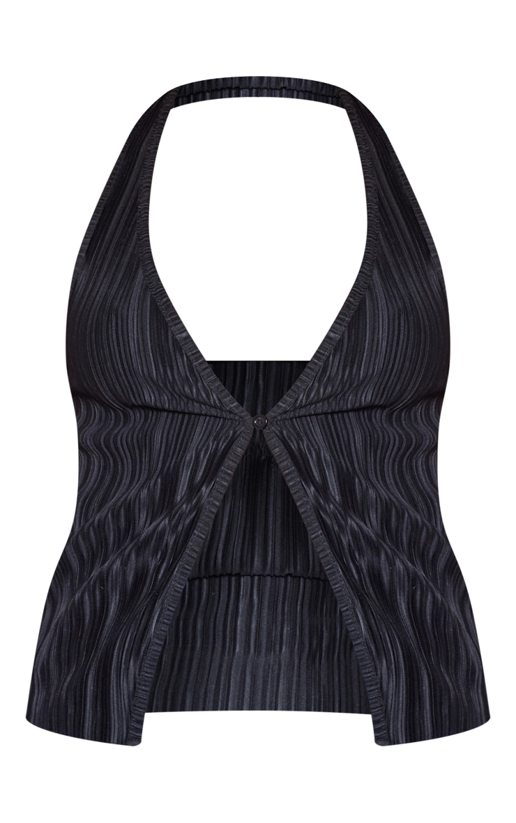 Black Plisse Waistcoat | Tops | PrettyLittleThing USA