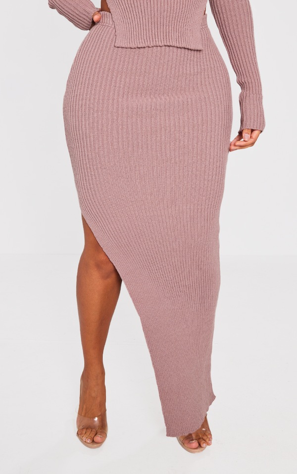 Shape Mauve Knit Split Side Detail Midaxi Skirt | PrettyLittleThing IRE