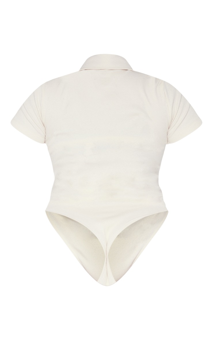 Plus Stone Rib Polo Bodysuit | Plus Size | PrettyLittleThing CA