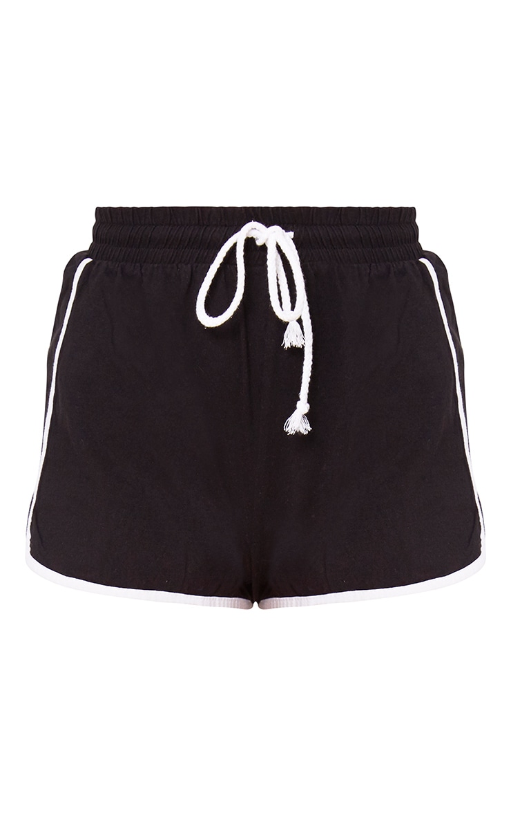 Black Contrast Binding Runner Shorts | Shorts | | PrettyLittleThing AUS