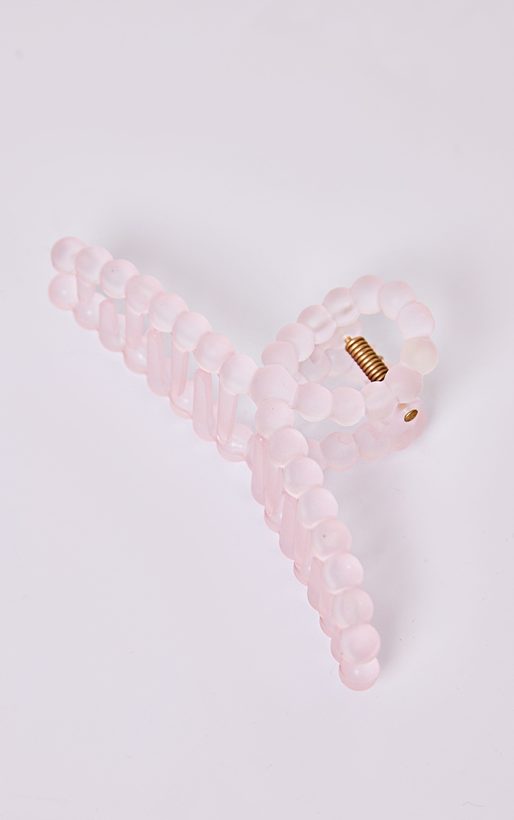 Baby Pink Matte Milky Beaded Hair Claw | PrettyLittleThing